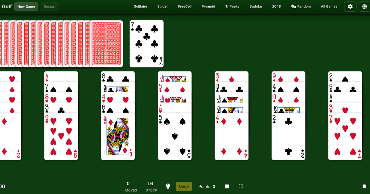 Golf Solitaire - Play Online & 100% Free | TrySolitaire