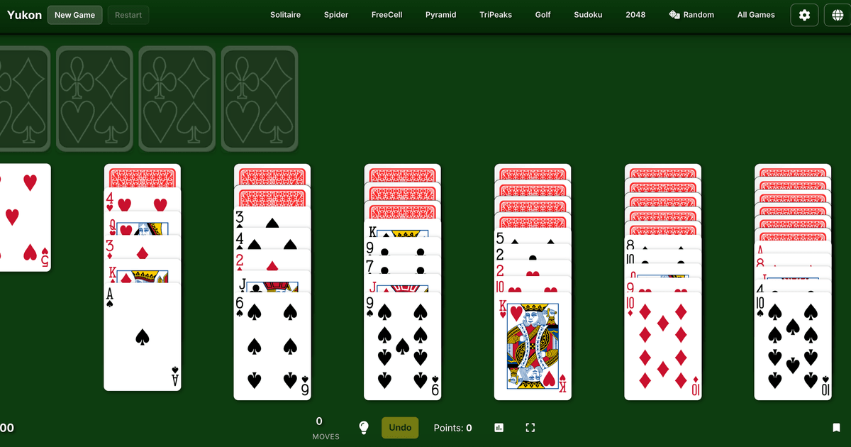 Yukon Solitaire Online Ücretsiz Oyna - Klondike Varyasyonu
